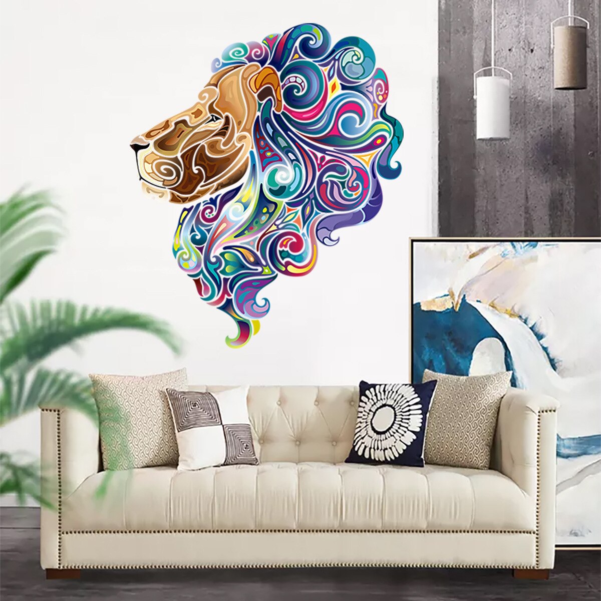 Colored Mosaic Lion Wall Stickers for Living Room ... – Grandado
