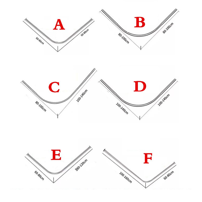 6 Size U/L-Vormige Douchegordijn Staaf Intrekbare ... – Vicedeal