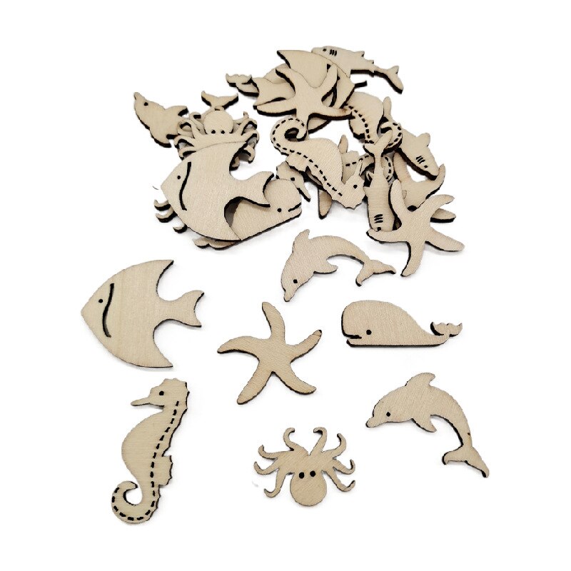 20pcs Unfinished Wood Cutouts Sea Animal Shaped Cr... – Grandado