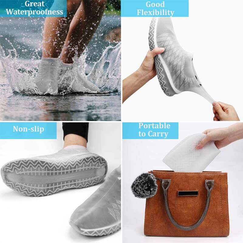 1 Pair Silicone Overshoes Non-Slip Shoe Covers Uni... – Grandado
