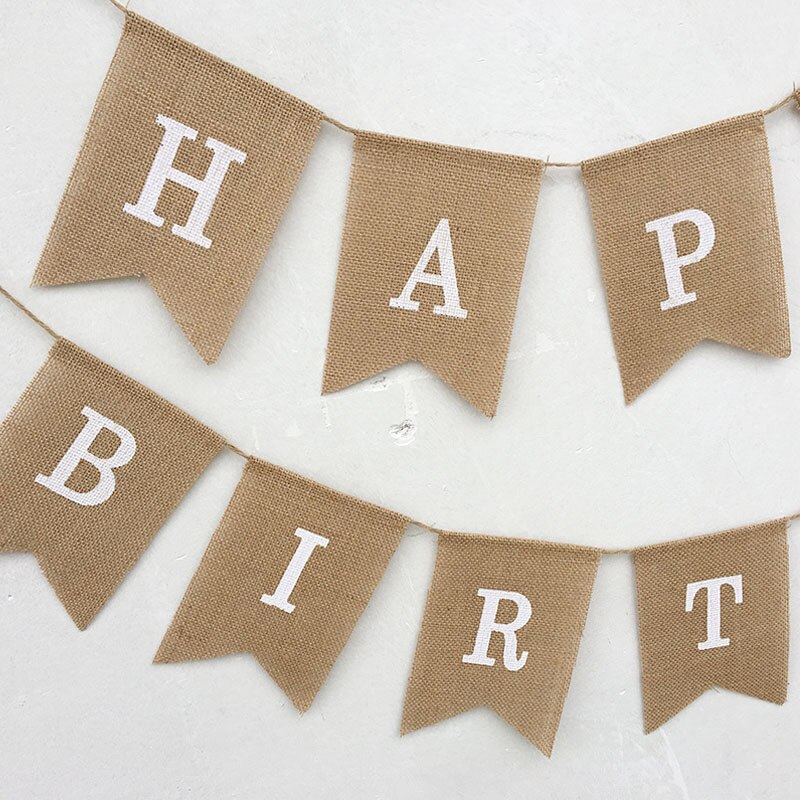 Home Decor Linen Bunting Jute Rope Dovetail Flags ... – Vicedeal