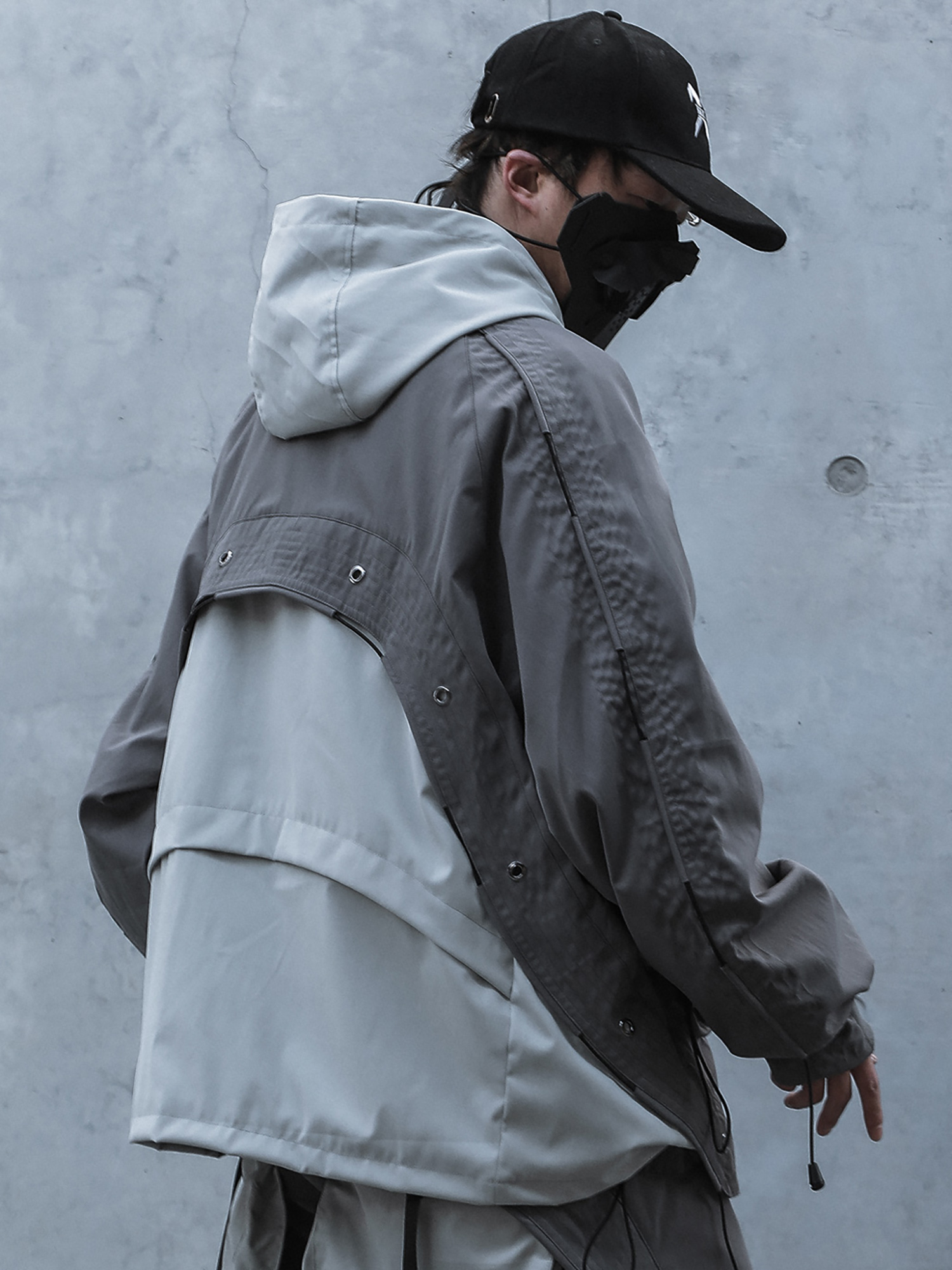 Men Streetwear Hooded Jacket Cargo Patchwork Zippe... – Grandado