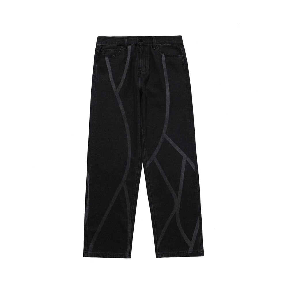 UNCLEDONJM Geometric pattern print jeans Hip Hop m... – Grandado
