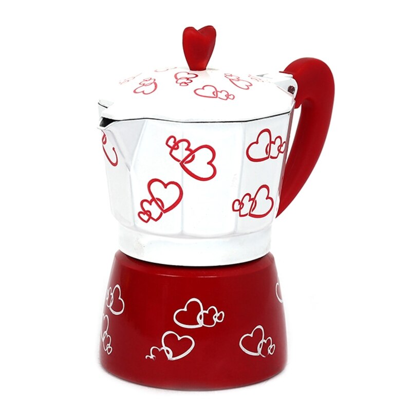 Red Heart Print Coffee Maker Aluminum Alloy Moka P... – Vicedeal