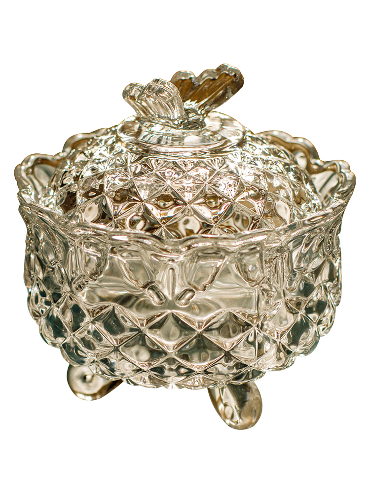 European Crystal Glass Relief Sugar Bowl with Lid ... – Vicedeal