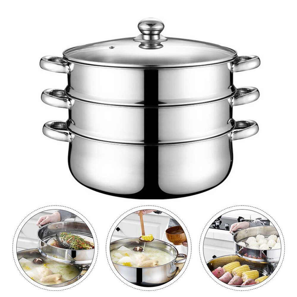 Stainless Steel Stockpot for Home (Tree-Layer, Sup... – Grandado