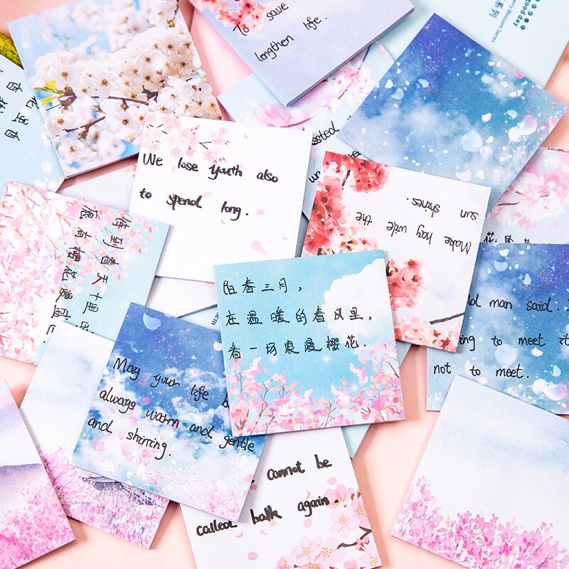 COO NOTE 60 Pages Romantic cherry blossom notes St... – Vicedeal