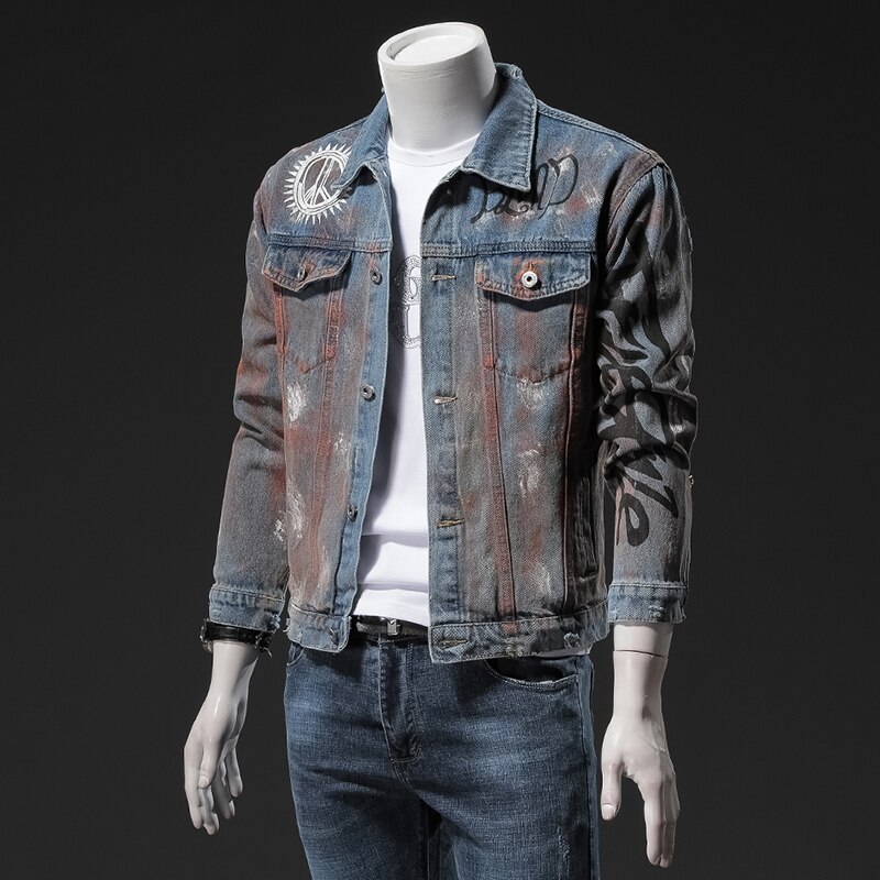 Hipster Sequins Eagle Punk Denim Jacket Men Hip Ho... – Grandado