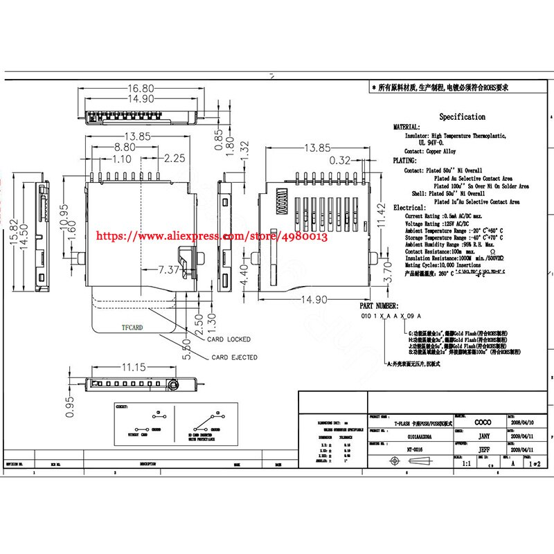 10 stks/partij Push-Push Type TF Micro SD Card Soc... – Vicedeal
