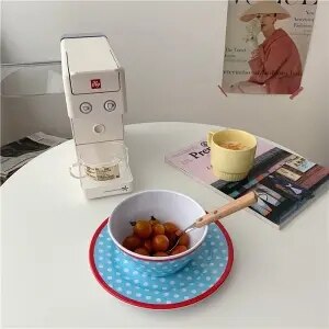 Korean ins style cute contrast color dinner plate ... – Vicedeal