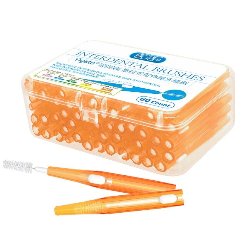60 Pcs Push-Pull Interdental Brush Gum Interdental... – Grandado