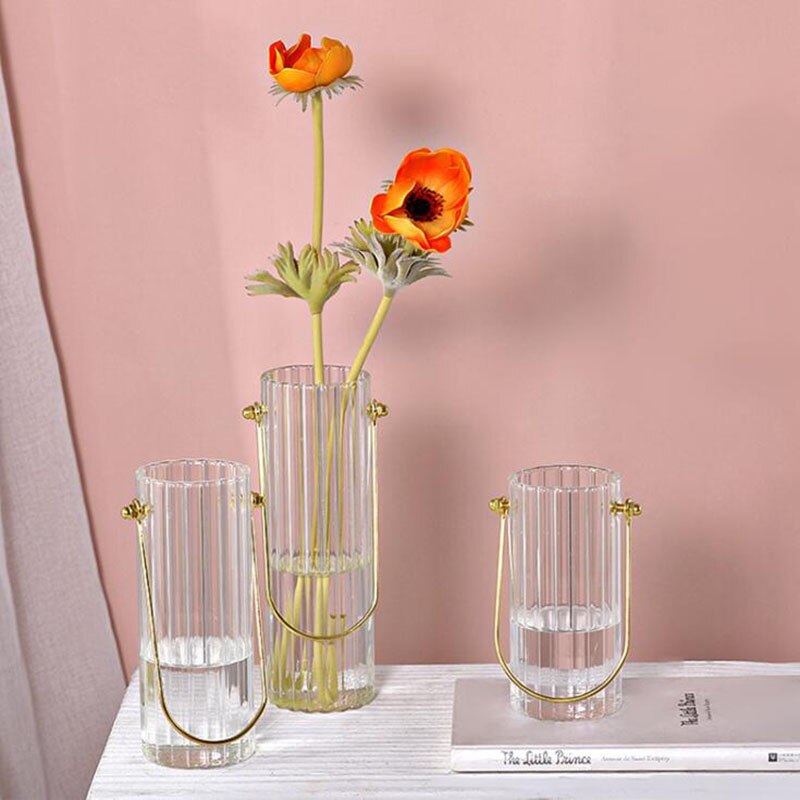 Crystal Glass Vase Home Decor Portable Tabletop Va... – Grandado