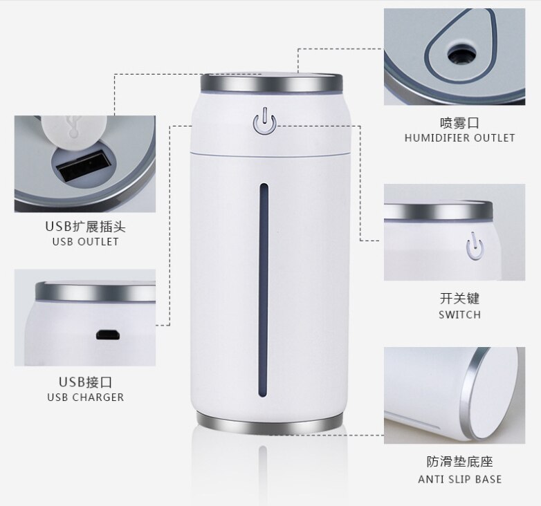 ! 3 in 1 Misty Can 220ML Air Humidifier With USB F... – Grandado