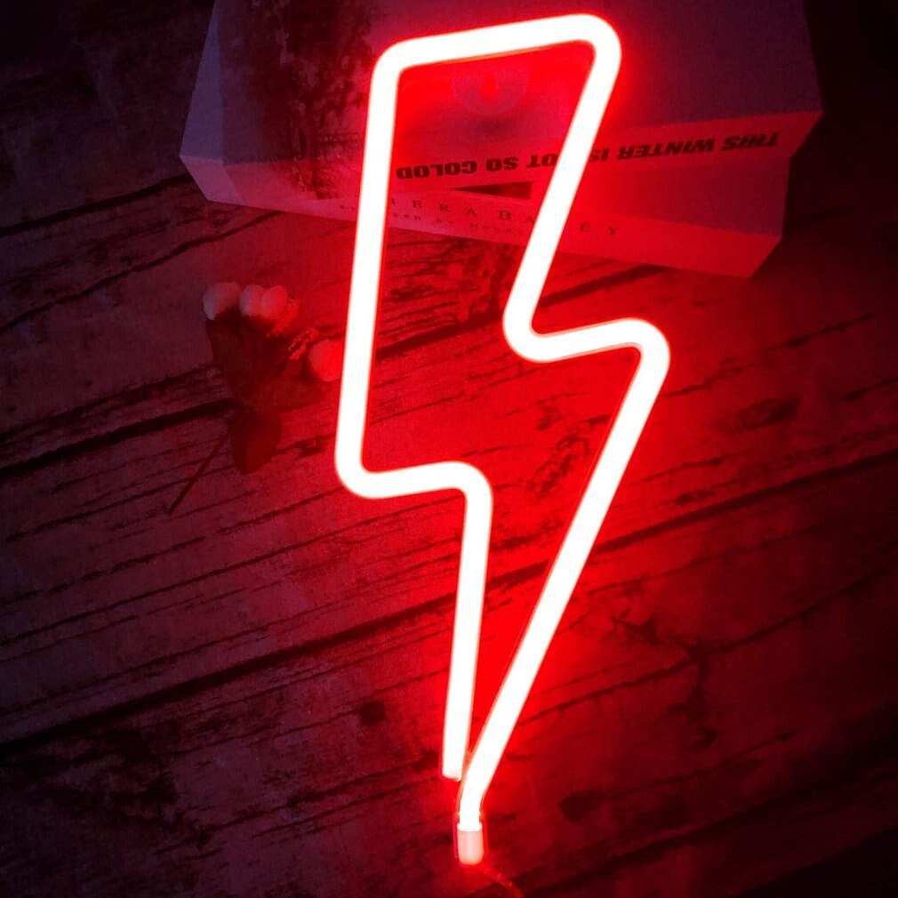 LED Neon Sign Lightning Shaped USB Battery Operate... – Vicedeal
