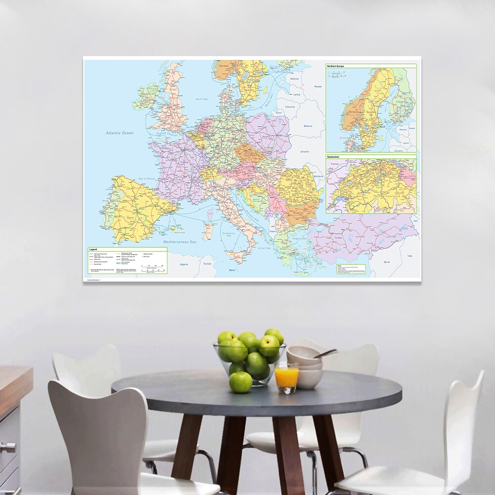 150*100 cm The Europe Transportation Route Map wit... – Grandado