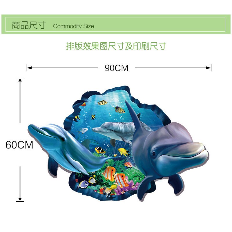 Underwater Fish Dolphin 3d Vivid Window Wall Stick... – Grandado