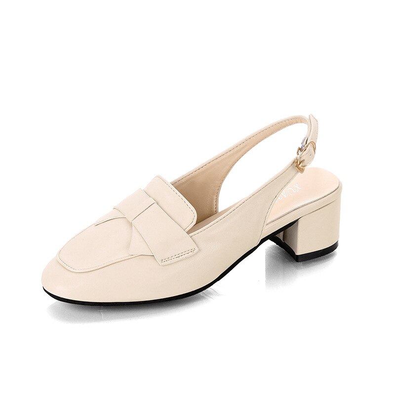 Autumn Shoes Women Pumps Chunky Heels Bowtie Buckl... – Grandado