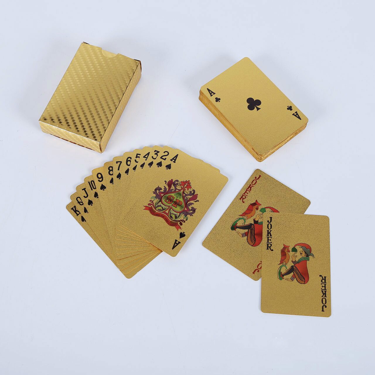 Golden Playing Cards Deck gold foil poker set Magi... – Grandado