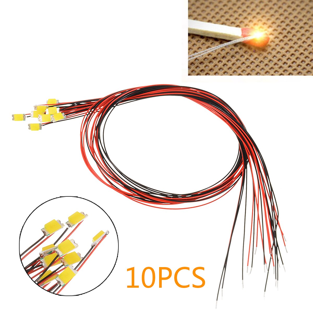 10Pcs Warm White SMD Led 1206 2.8V-3.4V Pre-solder... – Grandado