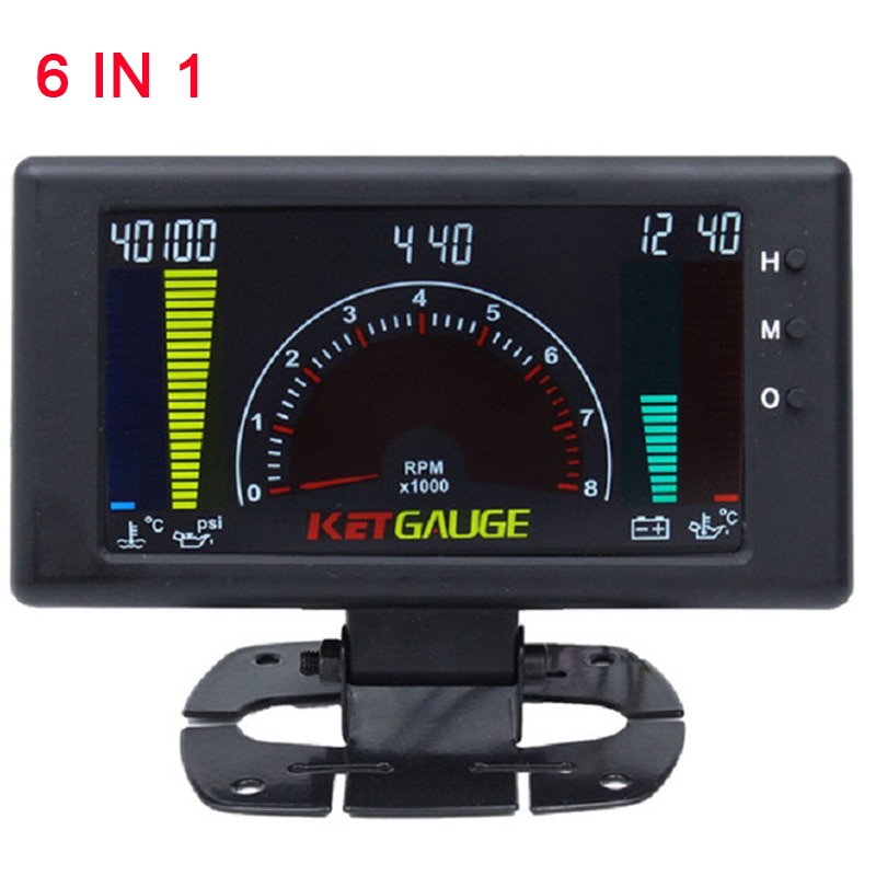 6 In 1 Digitale Lcd Gauge Voor Auto Vrachtwagen Toerenteller Oliedruk ...