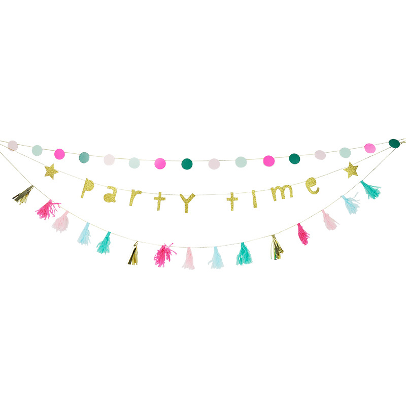 1 Set Three Lines Party Time Paper Bunting Banners... – Vicedeal