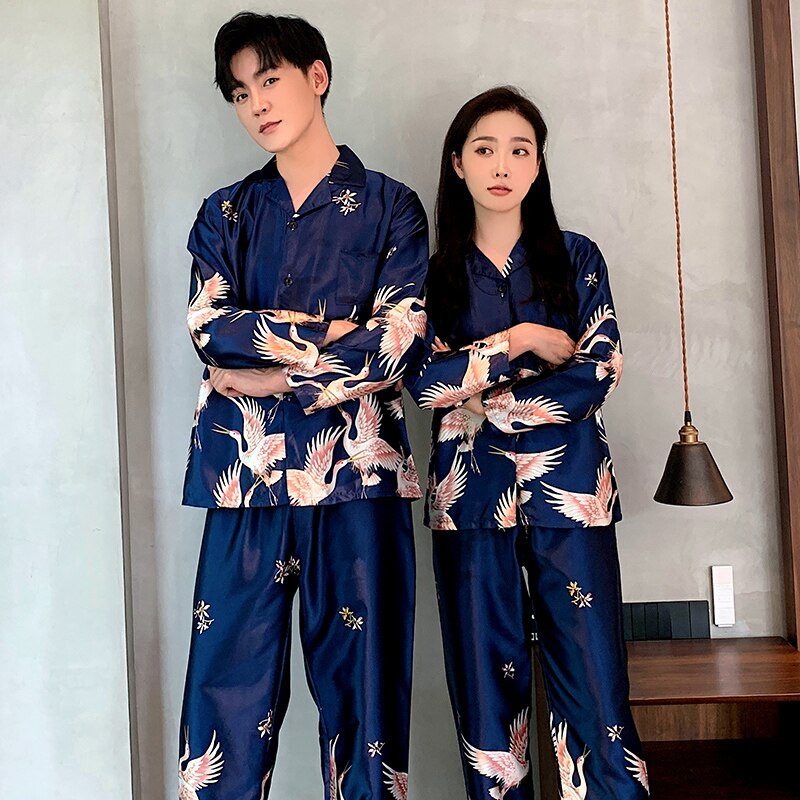 Men's Pajamas Sets Long Sleeve Lovers' Clothes Sil... – Vicedeal