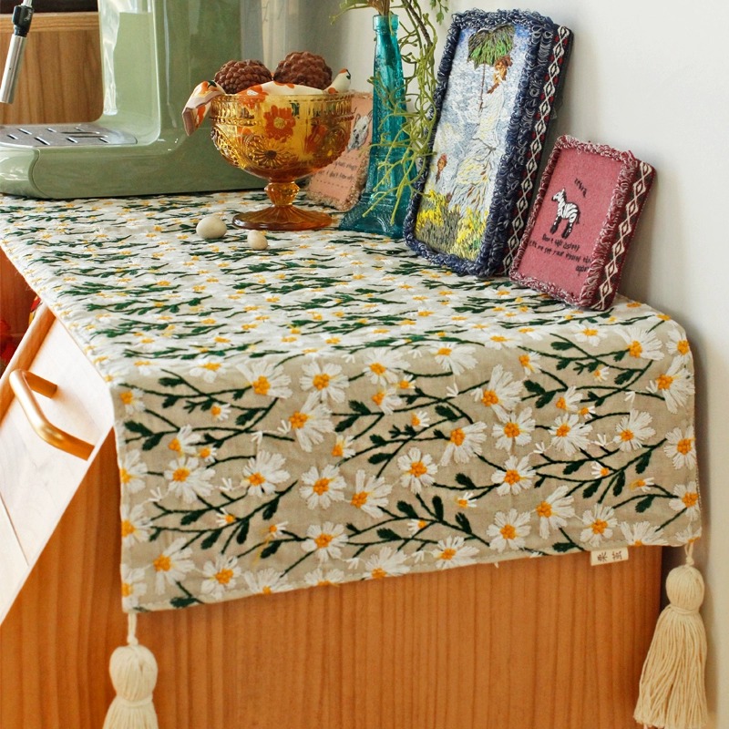 Embroidered Small Daisy Table Runner Nordic Sidebo... – Grandado