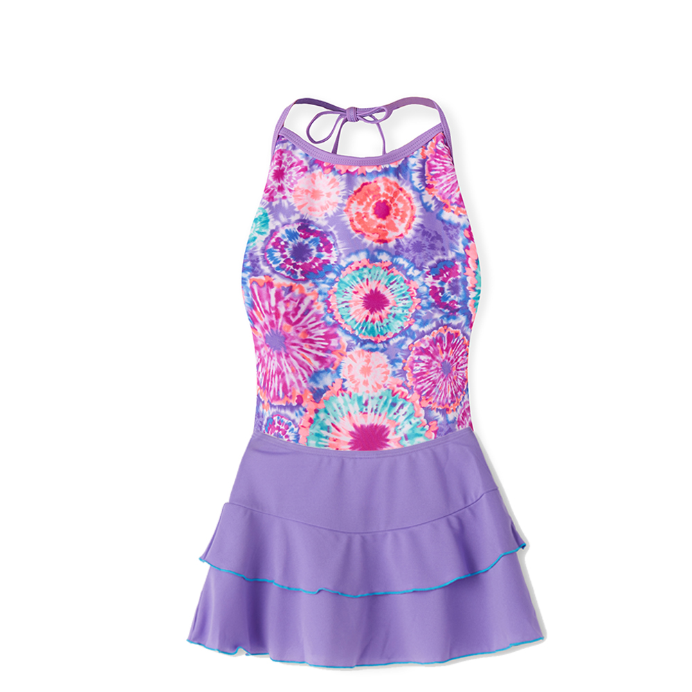 Girls One Piece Swimsuits with Skirt, Colorful Flo... – Grandado
