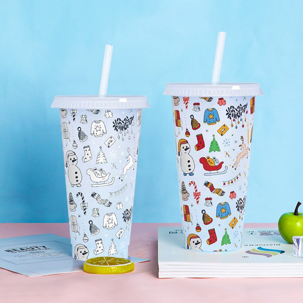Straw Cup with Lid Coffee Cup Reusable Cup Plastic... – Vicedeal
