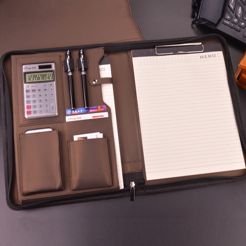 A4 zipper senior PU leather business work manager ... – Vicedeal
