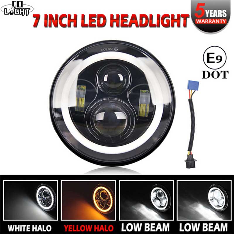 7" Waterproof LED Headlight 60W DRL Halo Angle Eye... – Grandado
