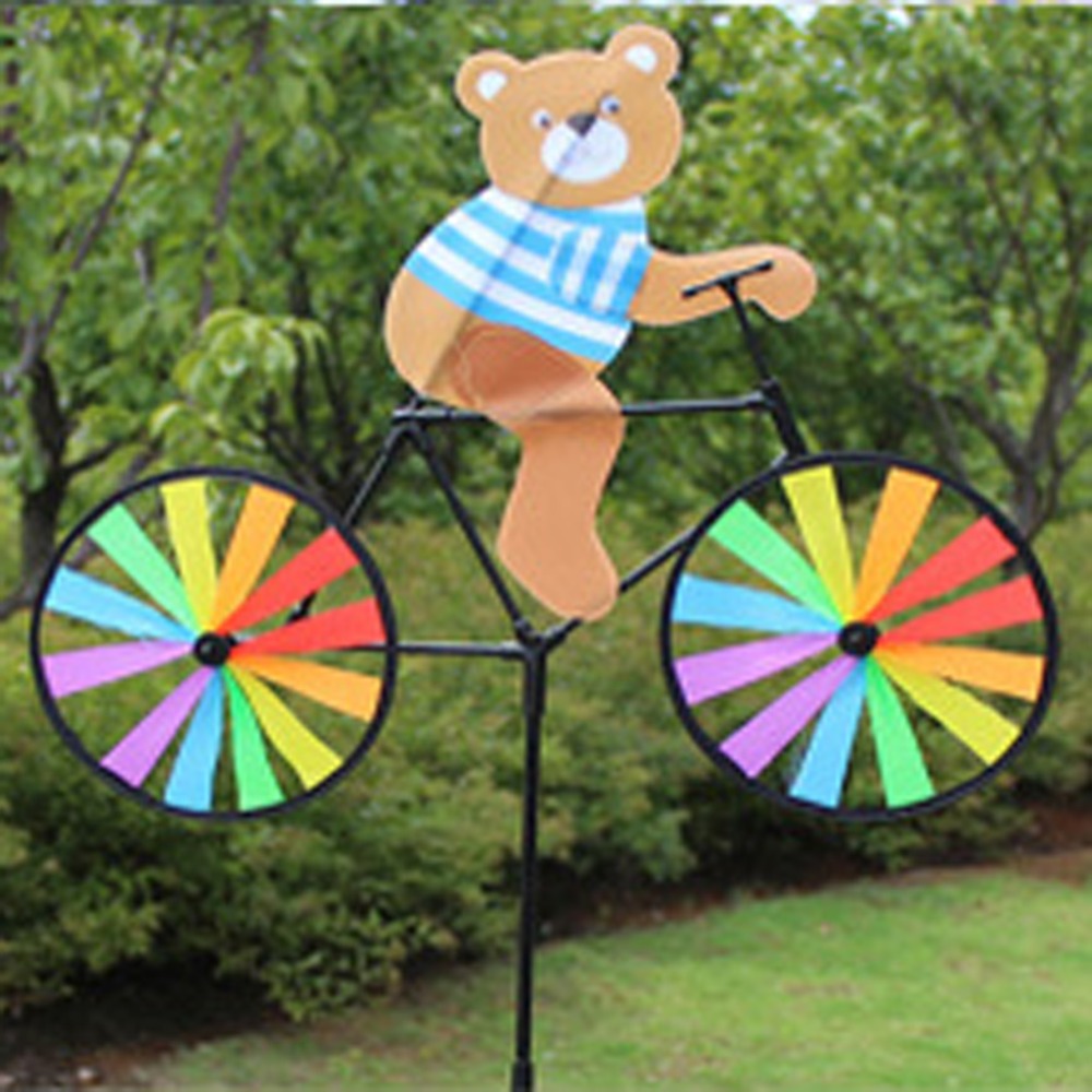 Cute 3D Animal Bear on Bike Windmill Whirligig Gar... – Grandado