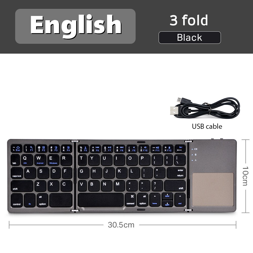 English B033 Mini Folding keyboardwith Touchpad Wi... – Grandado