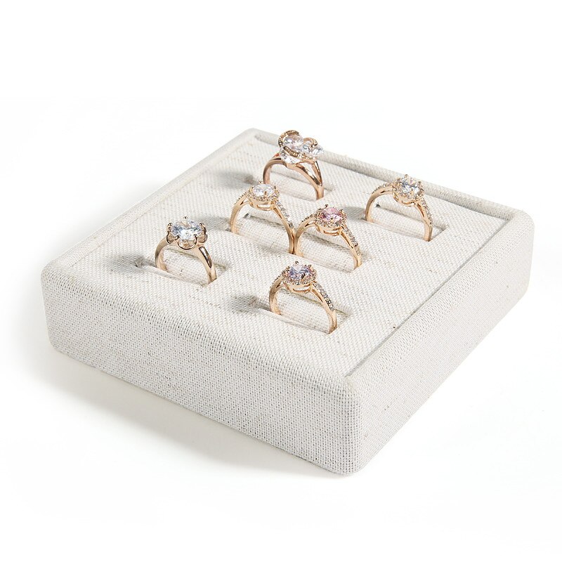White linen Ring Display Tray jewelry Display Tray... – Grandado