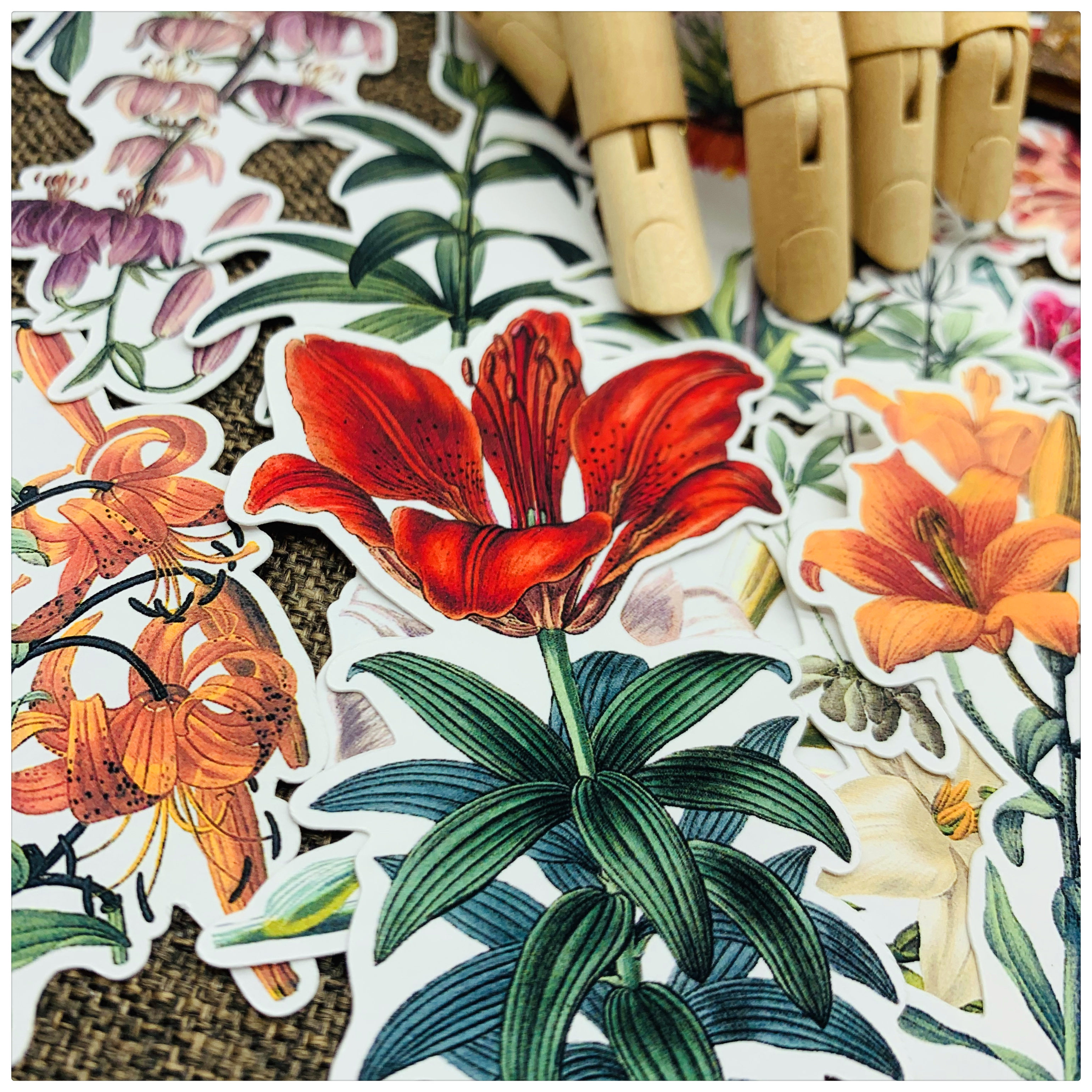 15pcs Vintage lily flower stickers DIY scrapbookin... – Grandado