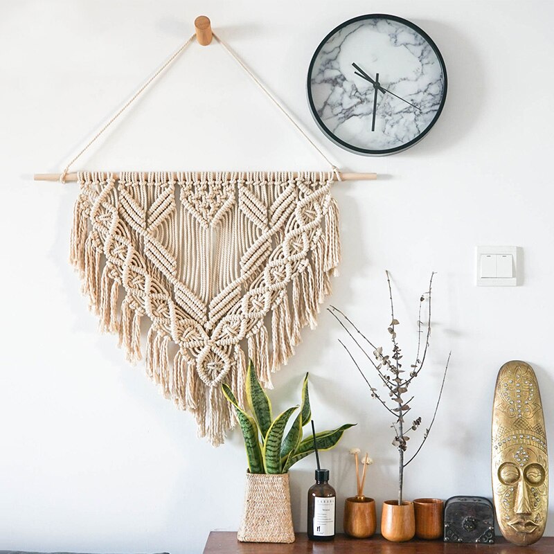Macrame Hängen Wand Dekor Wand Kunst Baumwolle Sei... – Vicedeal