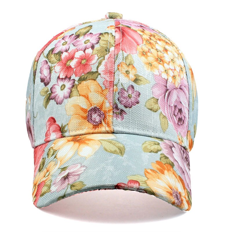 Lady Flower Print Baseball Cap Mode Casual Snapbac Grandado