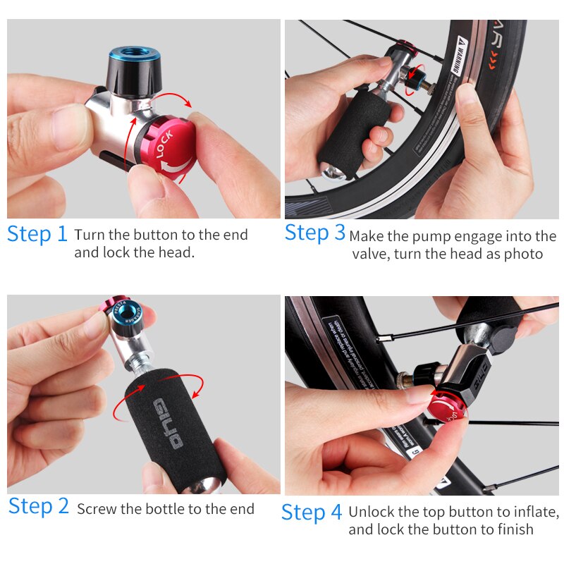 Giyo Fietspomp Met Opblaasbare Fles CO2 Fiets Schr... – Vicedeal