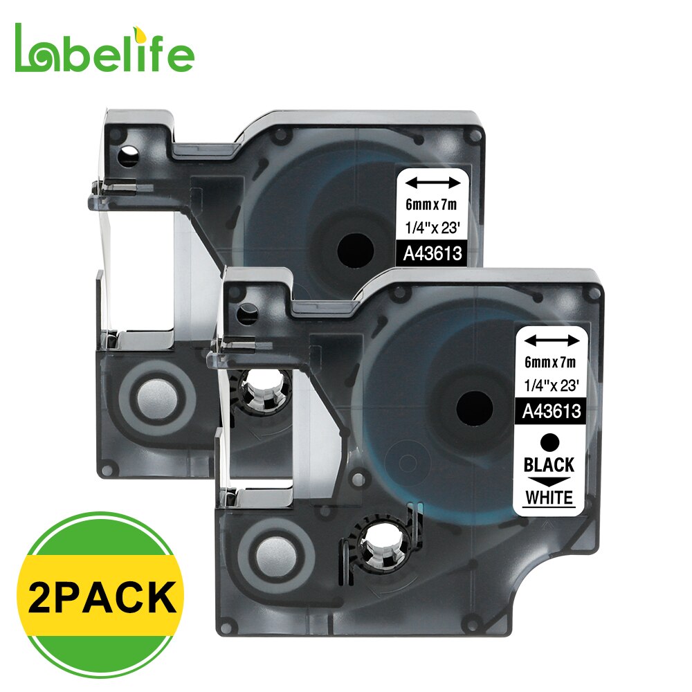 Labelife 2 Pack 43613 6mm Black on White Label Tap... – Vicedeal