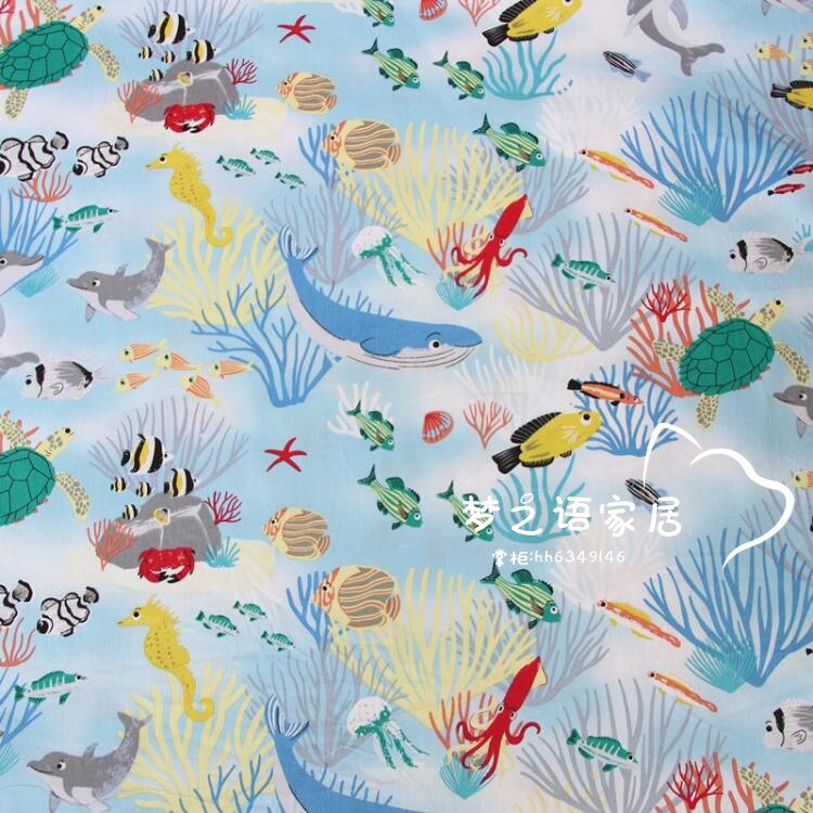 Tela de algodón DIY de sirena con de animal de mar... – Grandado