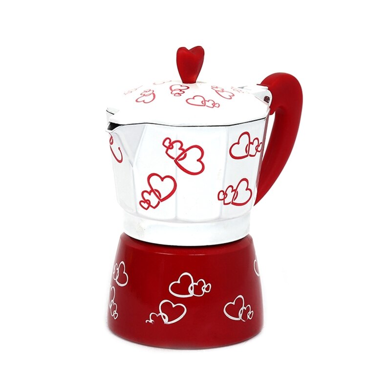 Red Heart Print Coffee Maker Aluminum Alloy Moka P... – Grandado