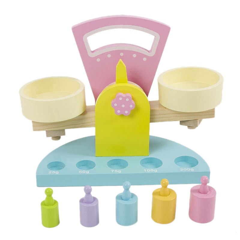 Wooden Balance Scale Toy with Weights for Kids Ear... – Vicedeal