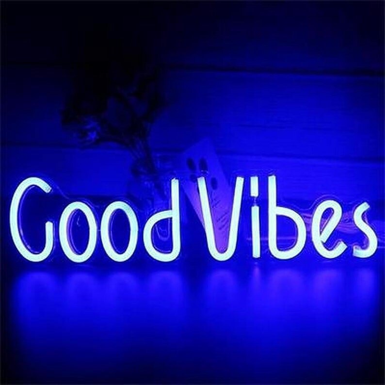 Roze Blauw Goede Vibes Neon Sign Led Nachtlampje G... – Grandado