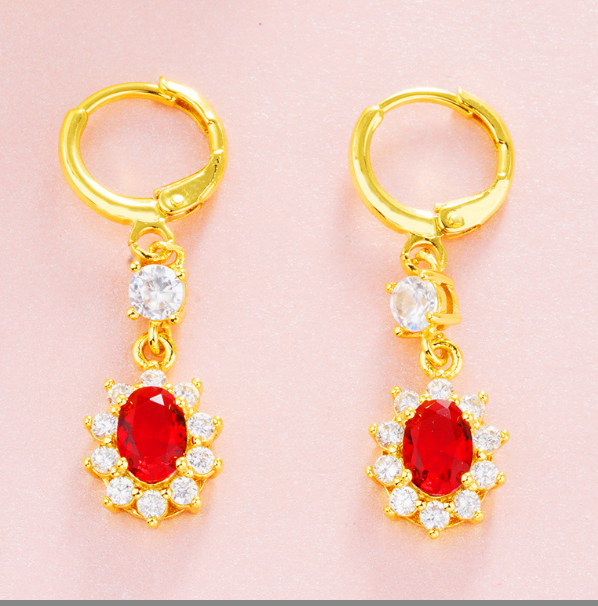 Pure copper Euro gold micro inlaid Earrings brass ... – Grandado