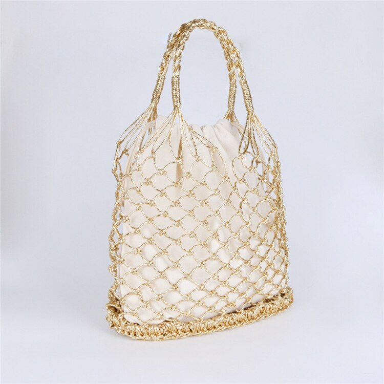 Bright Paper Ropes Hollow Woven Bag Straw Bag Fema... – Grandado