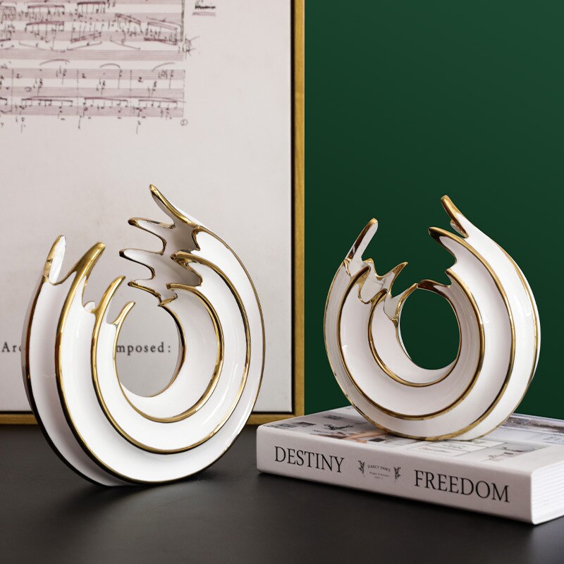 VILEAD Ceramic Wave Flower Vase Nordic Style Plant... – Grandado