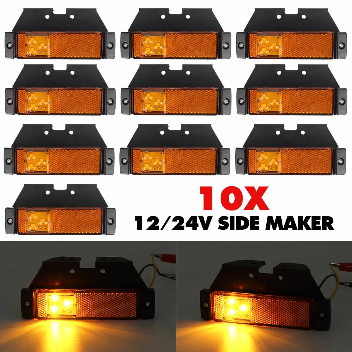 10pcs 12V 24V 3 LED Car Truck Side Marker Lights S... – Vicedeal