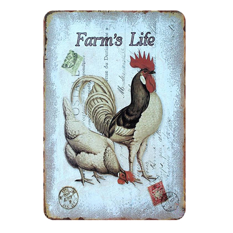Chicken Plaque Sign Vintage Metal Tin Signs Wall P... – Grandado