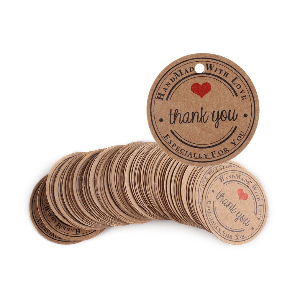 100 pcs Handmade Thank You with Red Heart Tags Wed... – Vicedeal