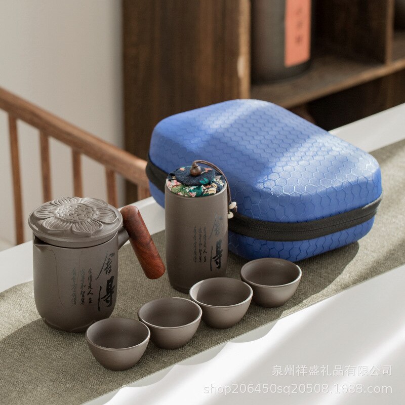 Purple Sand Tea Cups Ceramic Portable Teapot Set O... – Grandado